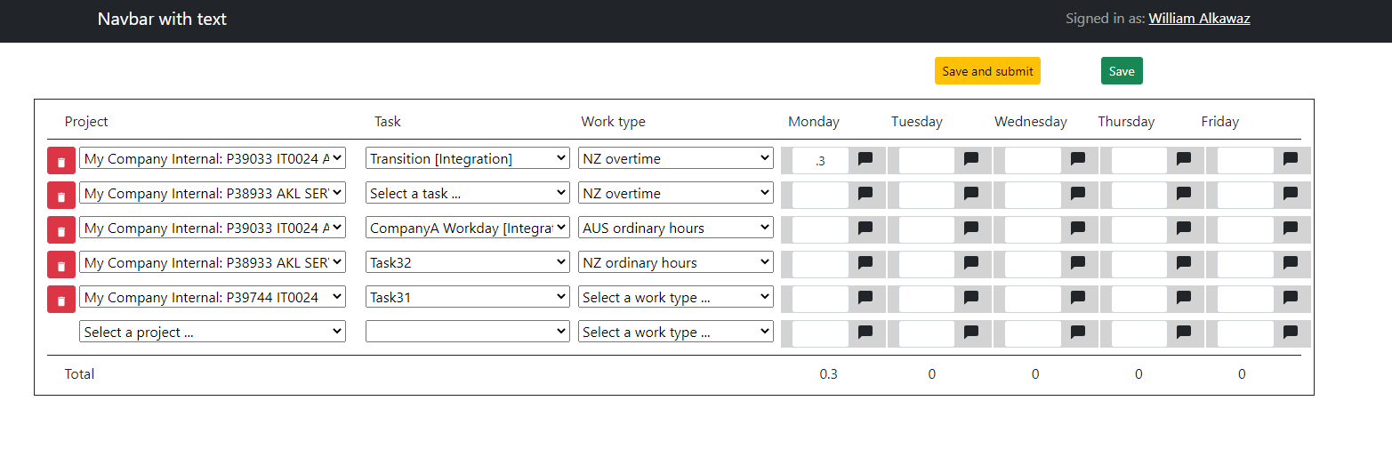 GitHub - WilliamAlkawaz/timesheet