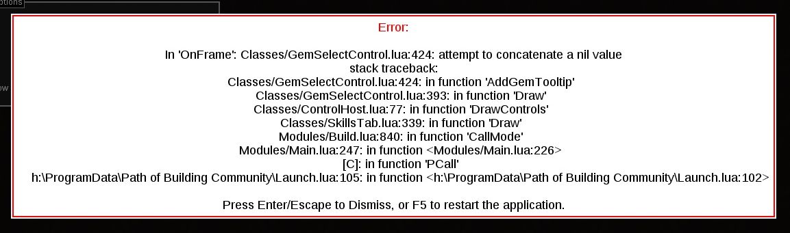 Crash hovering over skills · Issue #2060 · Openarl/PathOfBuilding · GitHub