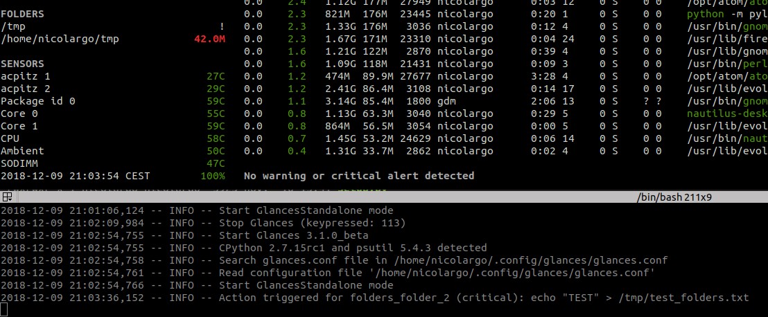 Trigger actions without a client connection on Windows · Issue #1355 · nicolargo/glances · GitHub