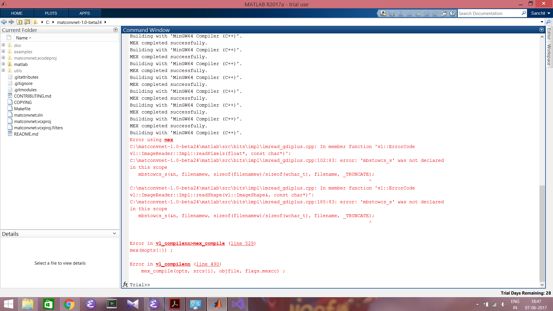Compile error when using vl_compilenn in Mathconvnet in Windows 8.1 ... Compile error when using vl_compilenn in Mathconvnet in Windows 8.1 ...