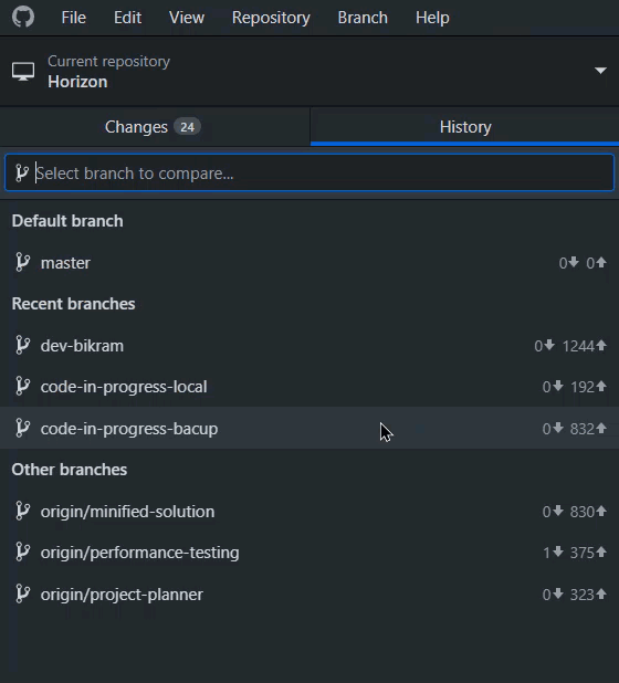 Comparing branch User Experience Issues · Issue #10490 · desktop/desktop · GitHub