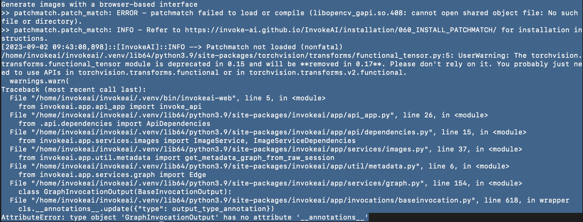 [bug]: InvokeAI fails to start generating from web interface · Issue ...