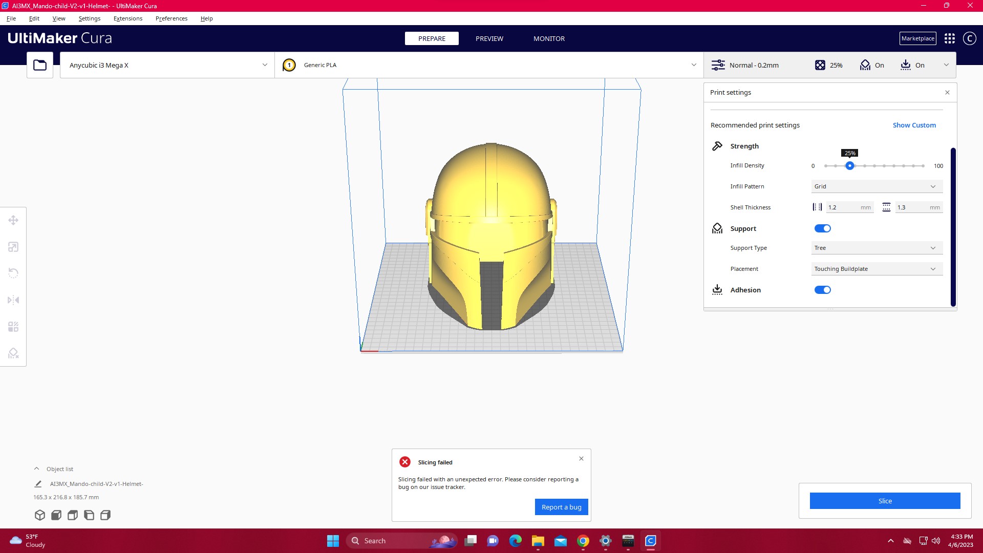 Error during slicing · Issue #15162 · Ultimaker/Cura · GitHub