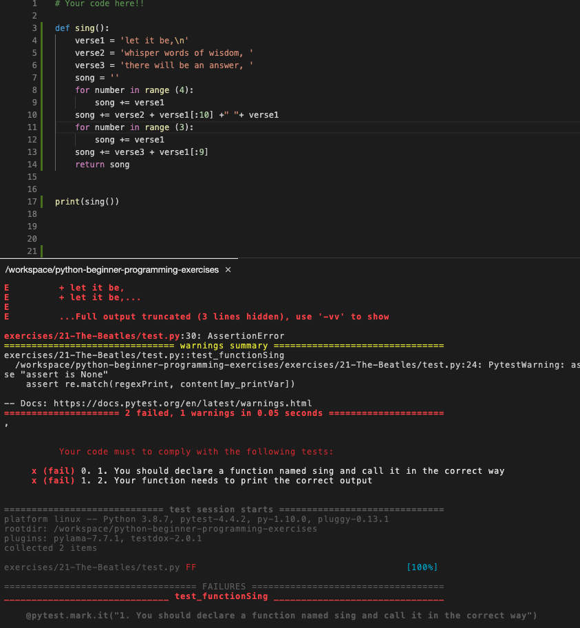 Exercise 21 "The Beatles" · Issue #244 · learnpack/learnpack · GitHub