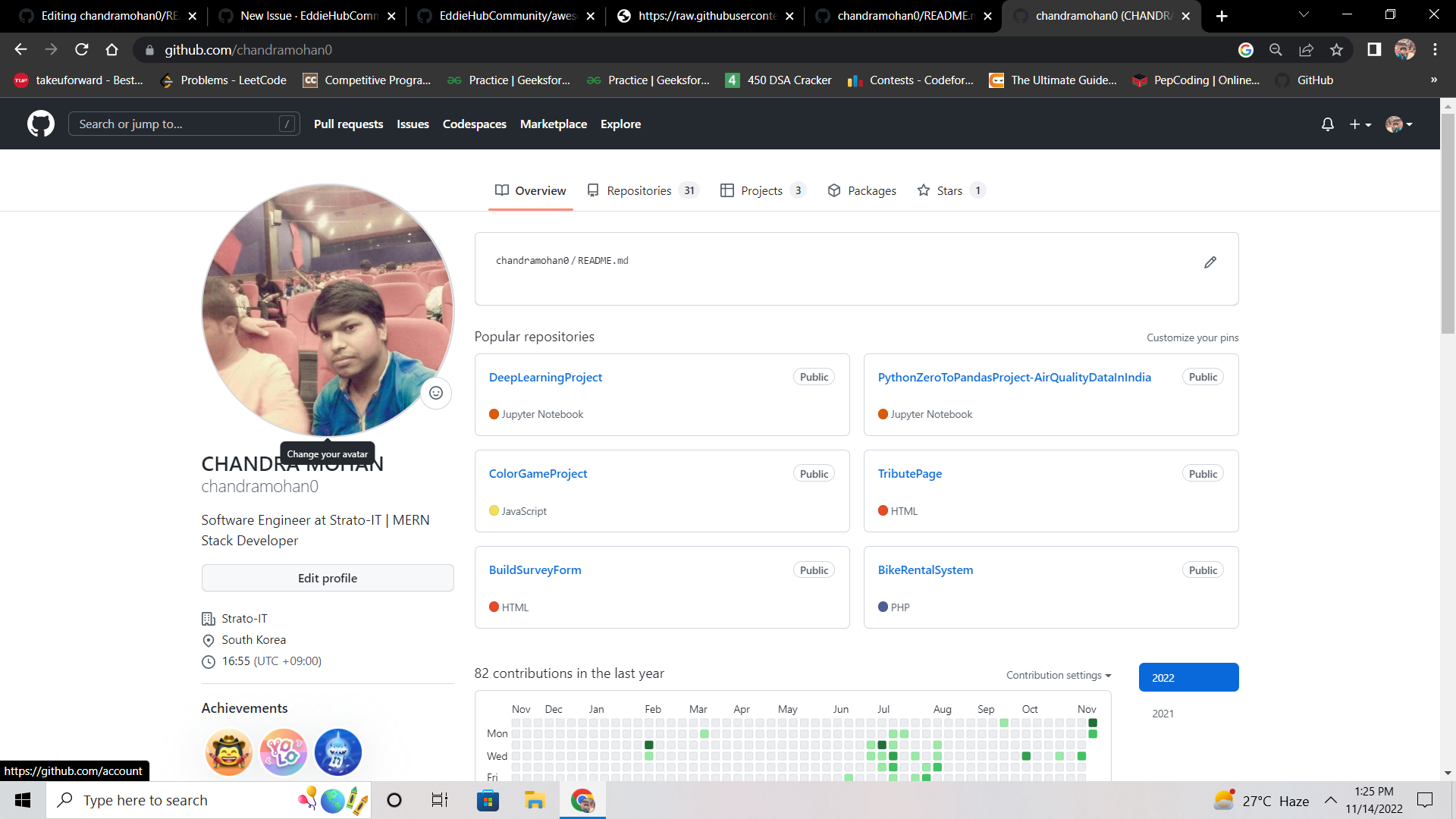 Chandra Mohan · Issue #1529 · EddieHubCommunity/awesome-github-profiles · GitHub