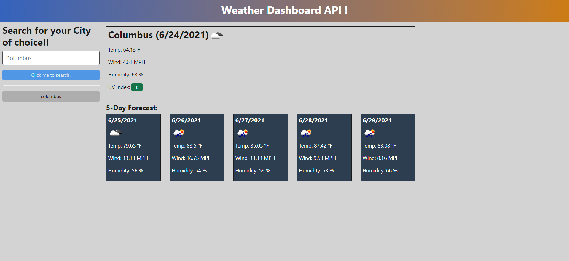GitHub - drae7299/Weather_Dashboard_API: Use this application to check ...