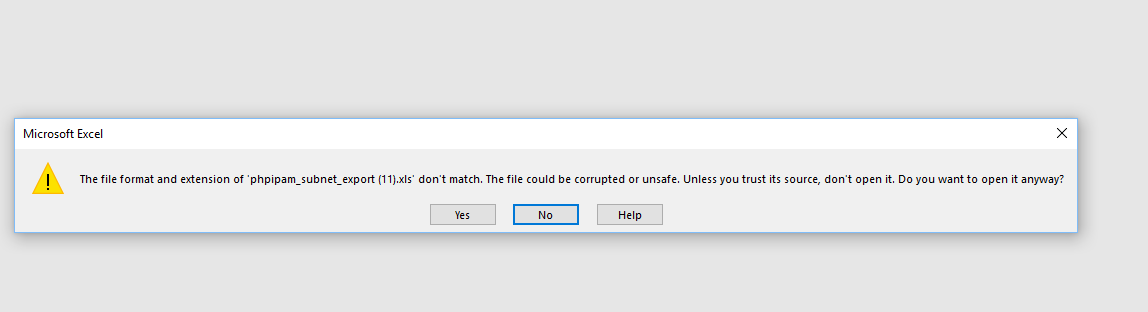 XLS Export failure · Issue #1522 · phpipam/phpipam · GitHub