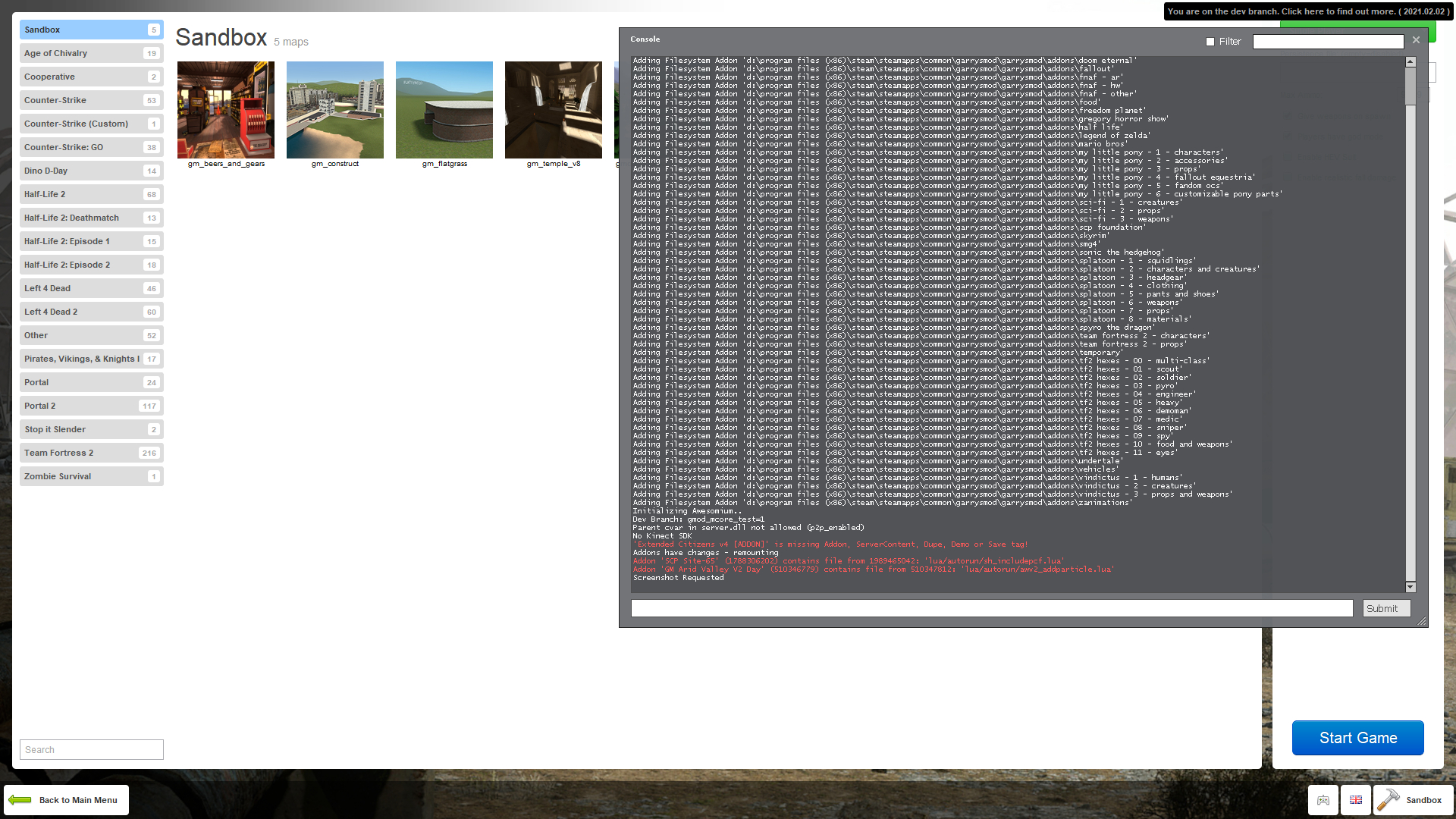 Workshop Maps not appearing in Dev Beta Mode. · Issue #4819 · Facepunch/garrysmod-issues · GitHub