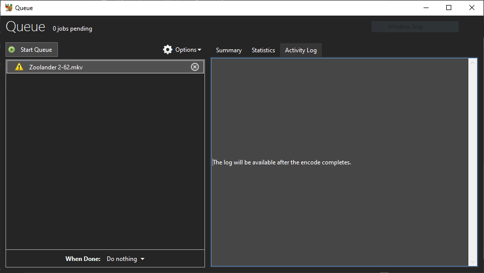 Queue window doesn't display activity log for failed job · Issue #3346 · HandBrake/HandBrake ...