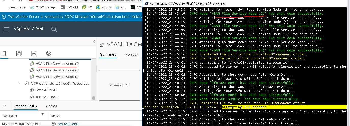 When Vsan File Services Is Enabled The Workload Domain Shutdown Attempts To Shutdown The Service