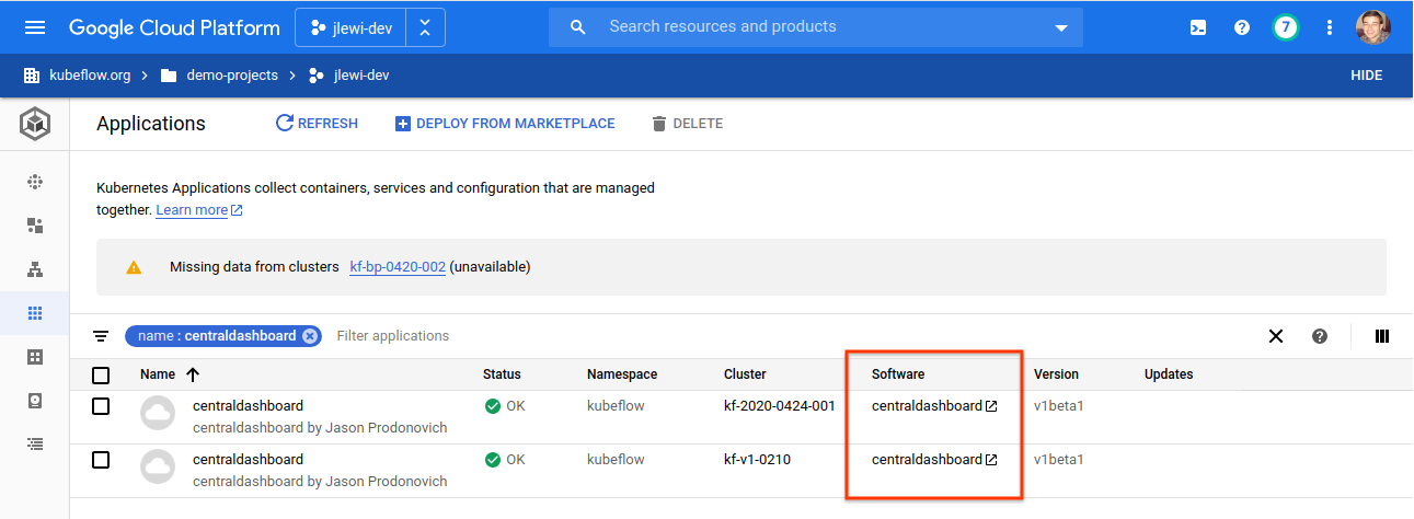 Use Application resources to surface links to UIs in GKE applications dashboard · Issue #1147 ...