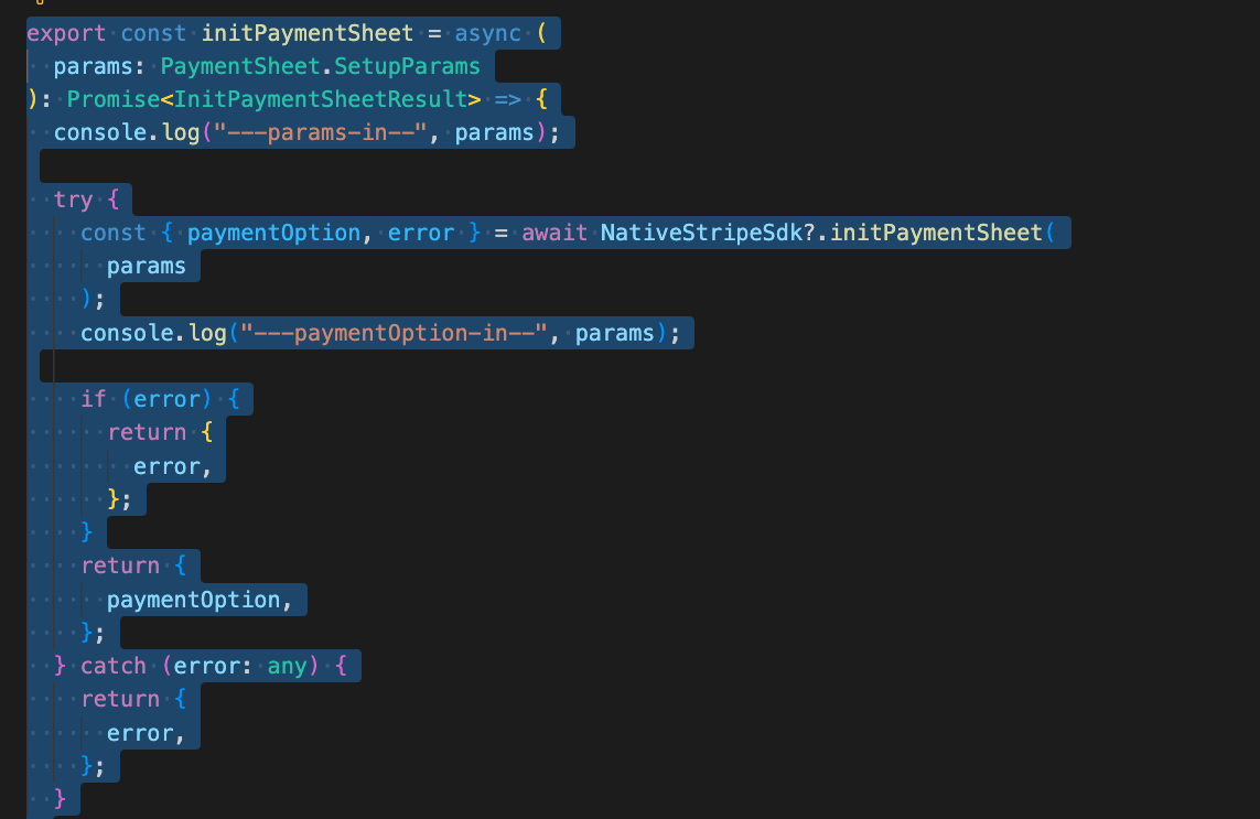Payment Option undefined when calling initPaymentSheet , presentPaymentSheet not working ...
