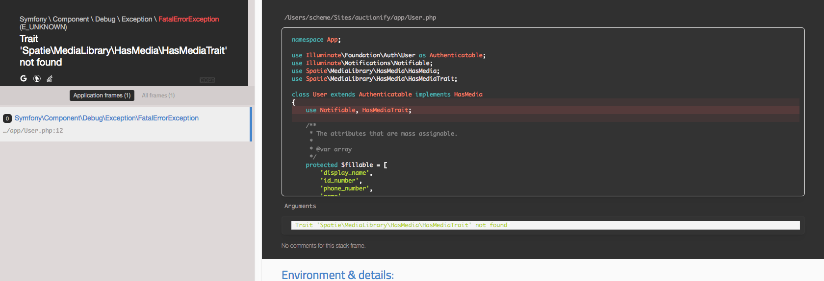 Trait 'Spatie\MediaLibrary\HasMedia\HasMediaTrait' not found · Issue #1037 · spatie/laravel ...