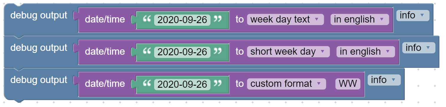Blockly: wrong conversion for 'week day text' and 'short week day ... Blockly: wrong conversion for 'week day text' and 'short week day ...