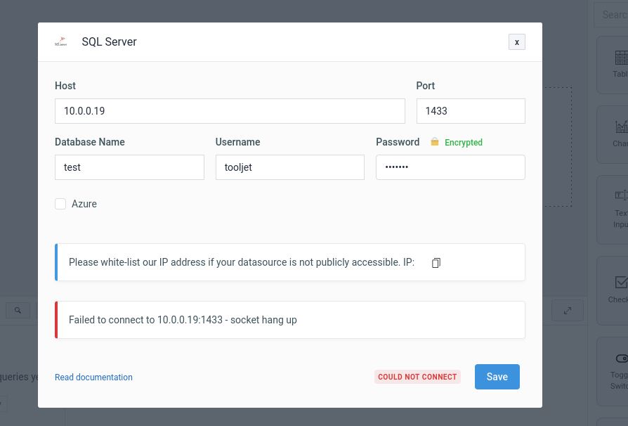 socket error connecting to Microsoft SQL Server for DataSource · Issue #642 · ToolJet/ToolJet ...