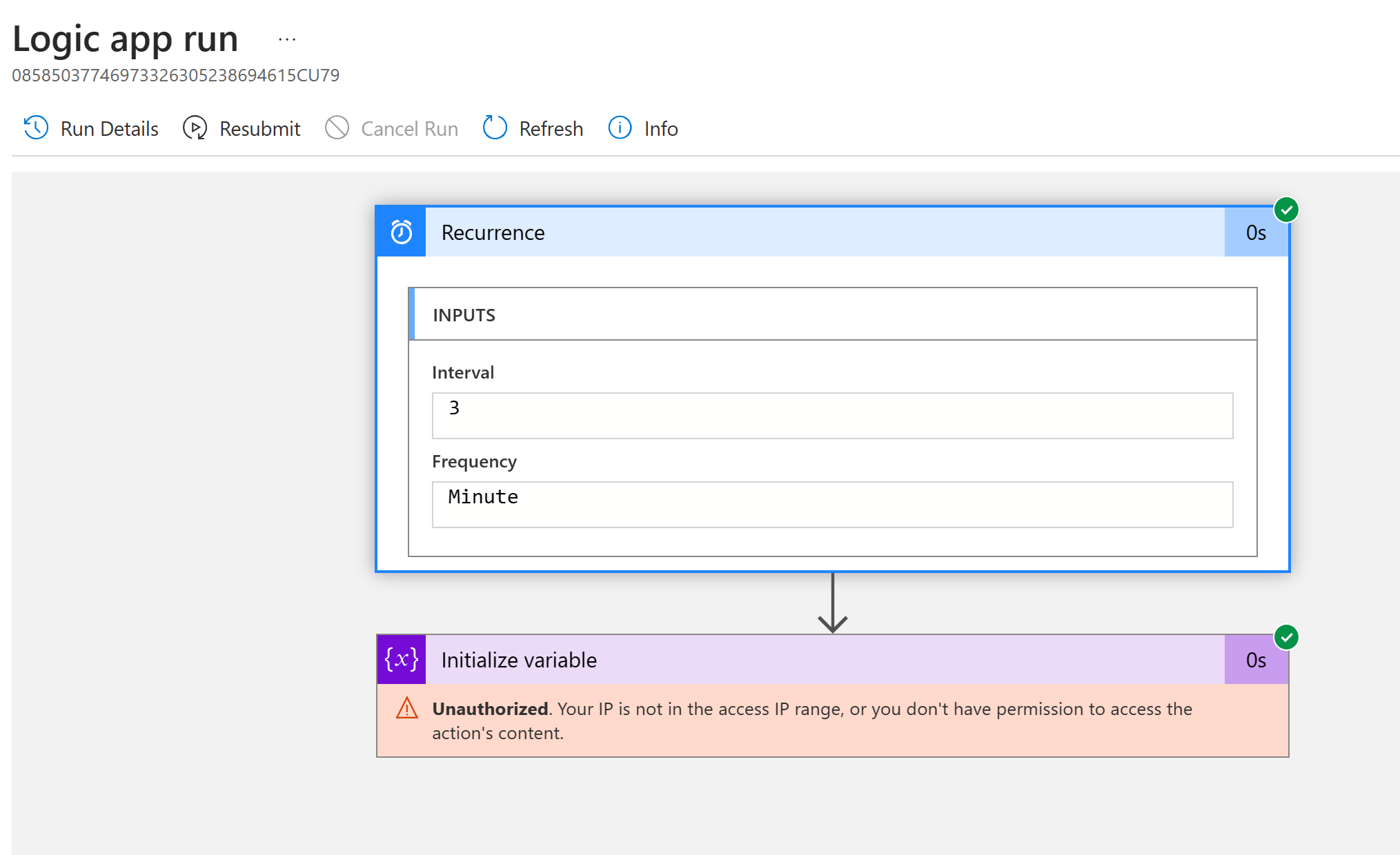 Unable to see run history contents after changing 'Trigger access option' back to default value ...