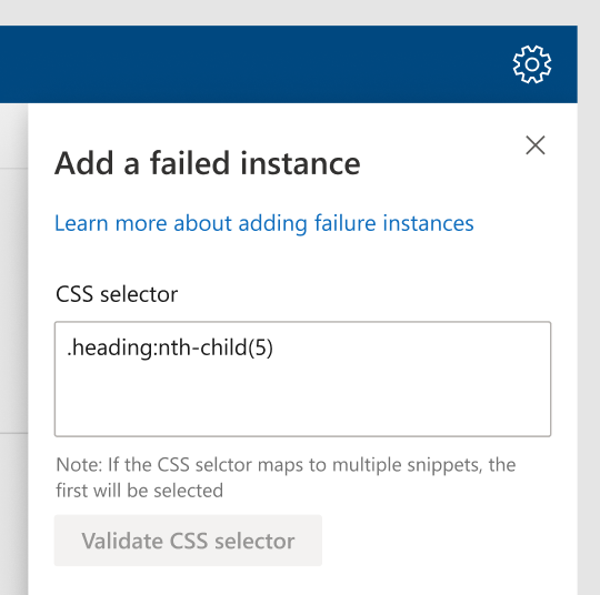 failure instance details: create & link to new content page for "Learn ...