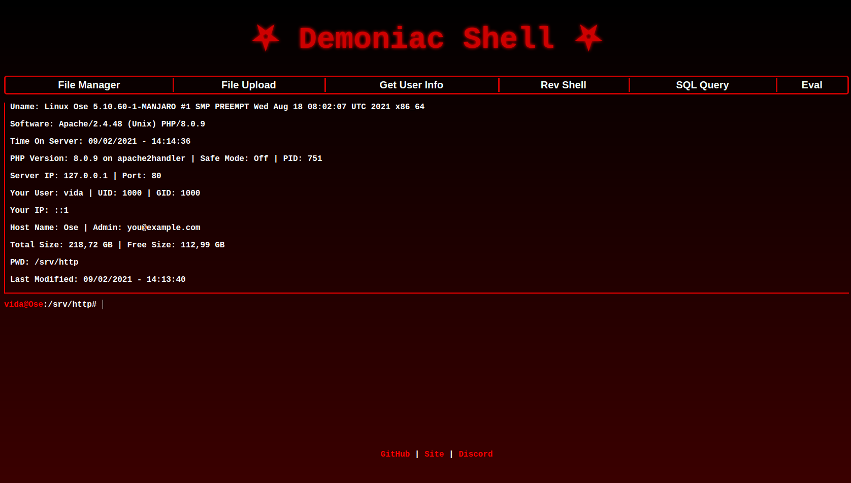 GitHub - vida003/Demoniac-Shell: My web shell open source in php