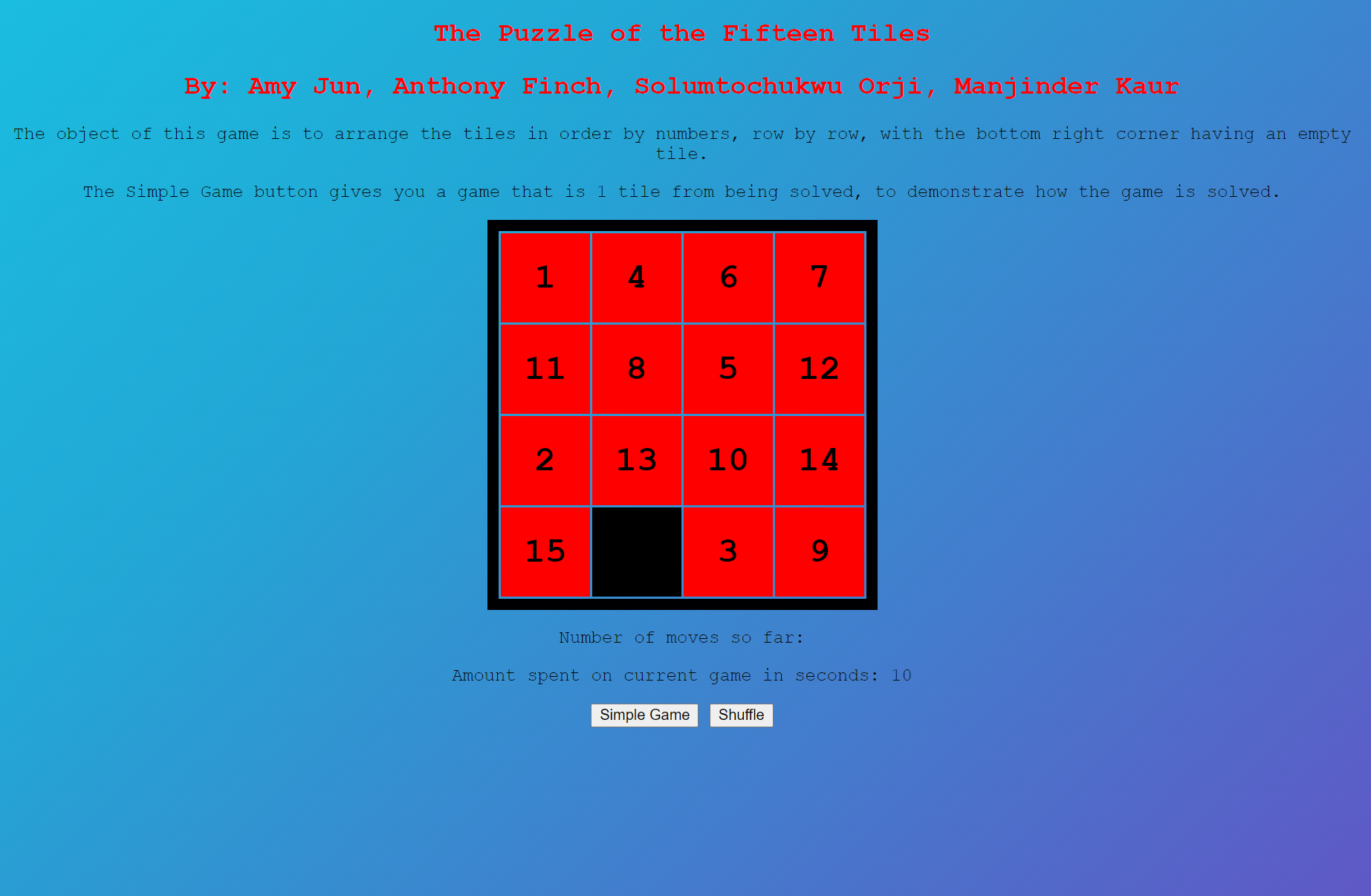 GitHub - sorji123/Fifteen-Puzzle