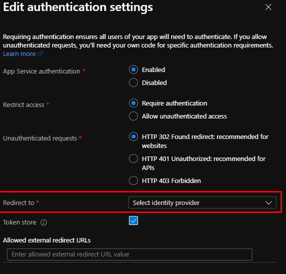 Webapp Az Webapp Auth Update V2 Cannot Set Authentication Settings Redirectto · Issue 20359