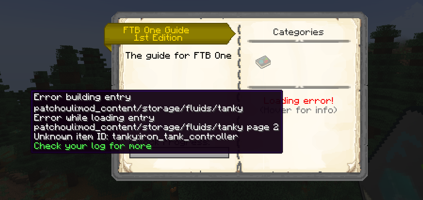 One Guide Loading Error · Issue 3202 · Ftbteamftb Modpack Issues · Github 