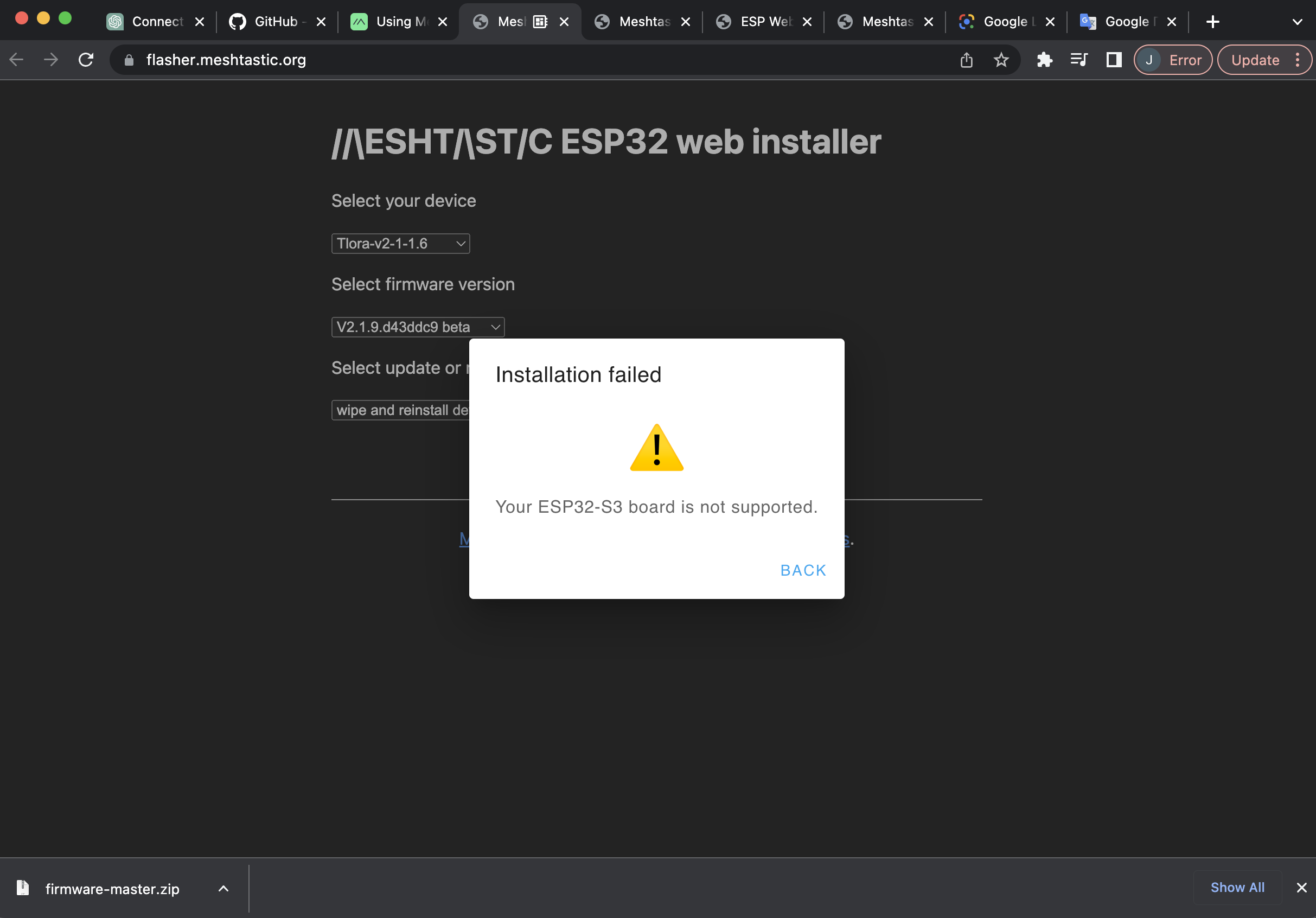 [Bug]: flash installation failed on LORA32 (version: Tiora-v2-1-1.6) · Issue #2455 · meshtastic ...