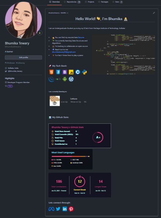 Bhumika Tewary · Issue #1053 · EddieHubCommunity/awesome-github-profiles · GitHub