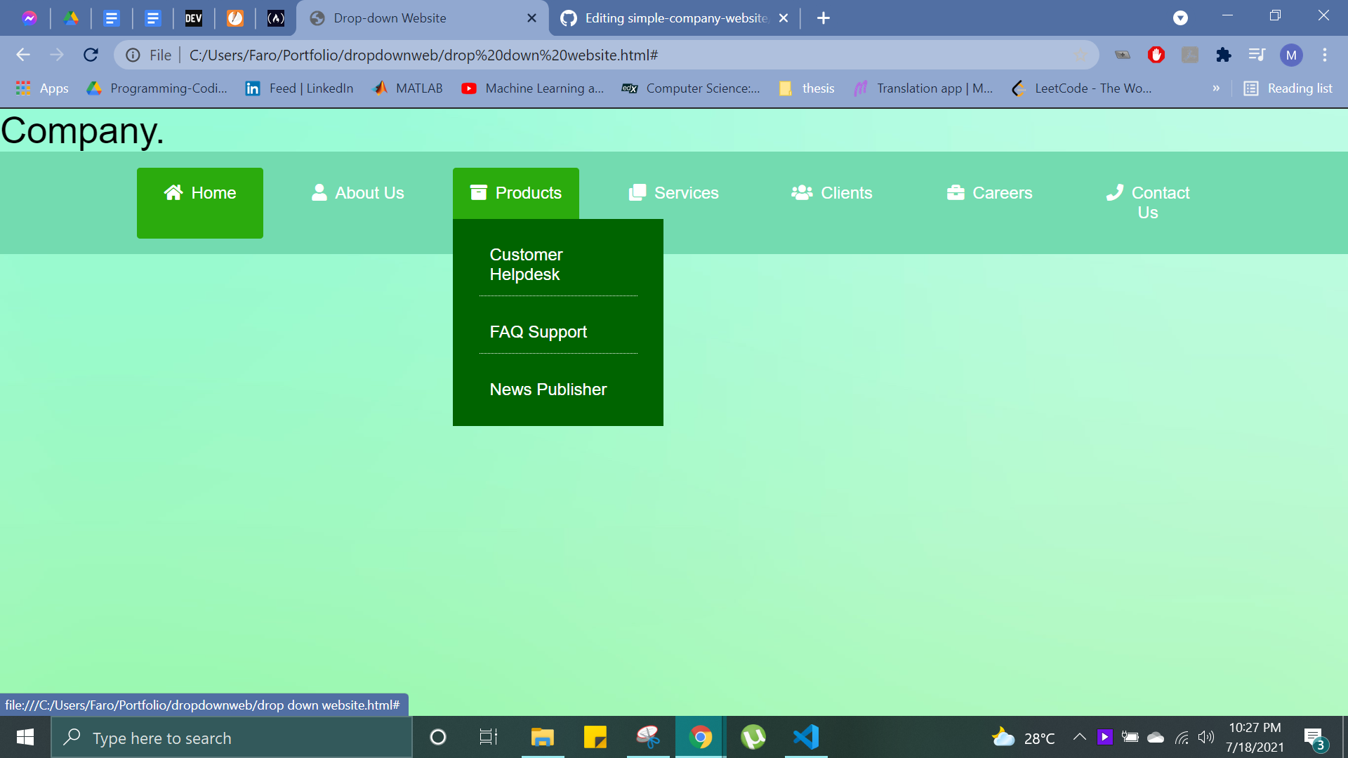 GitHub - farufaro/simple-company-website: a website with drop down menu