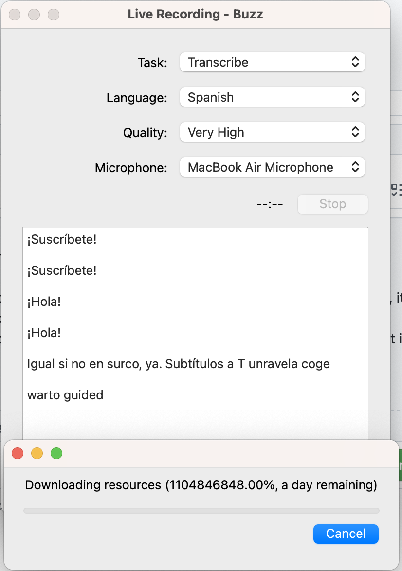 infinite "downloading resources" · Issue #266 · chidiwilliams/buzz · GitHub