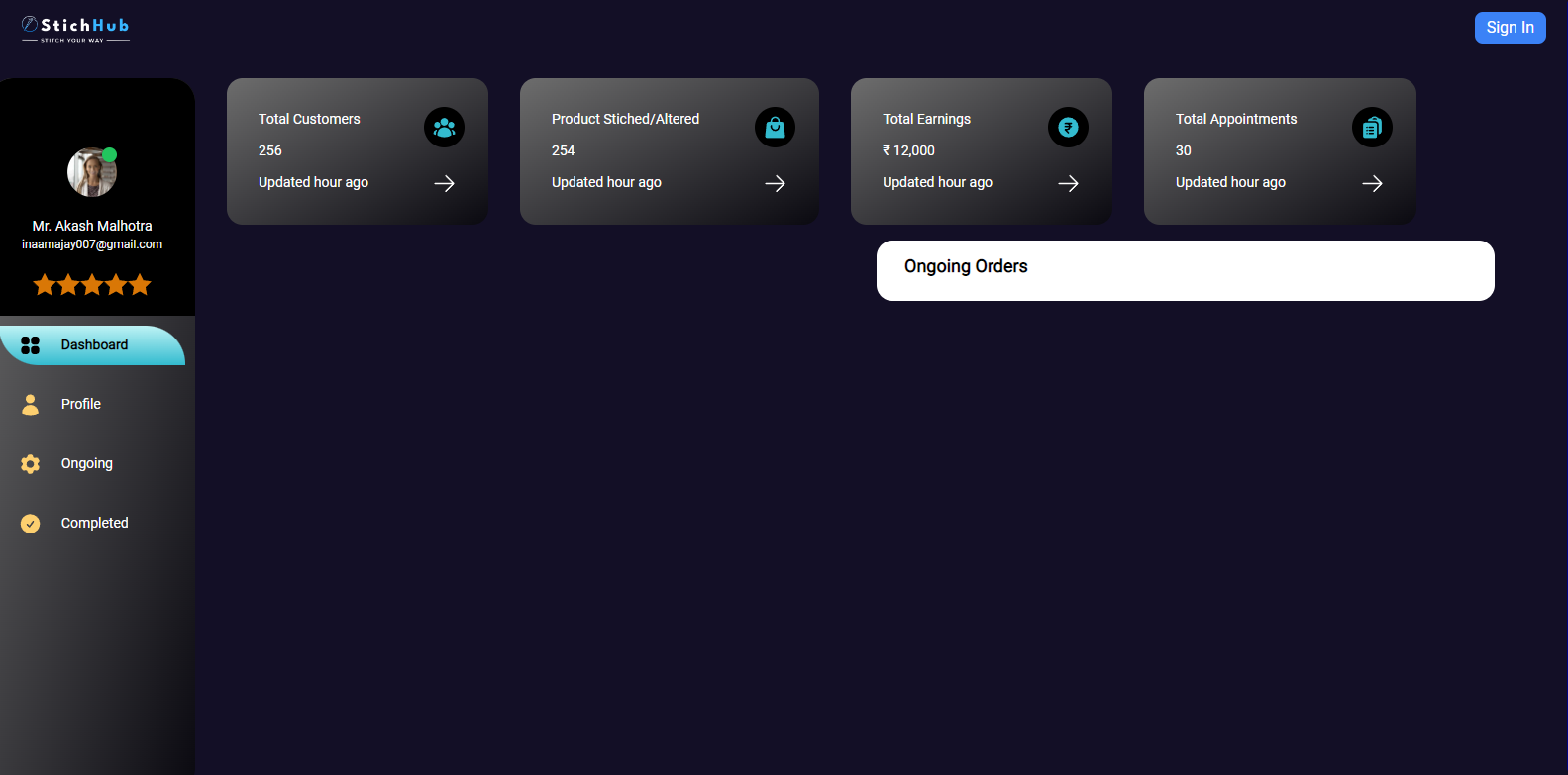 [STYLE CHANGE] Redesign Tailor Dashboard UI · Issue #222 · UBA-GCOEN/StichHub · GitHub
