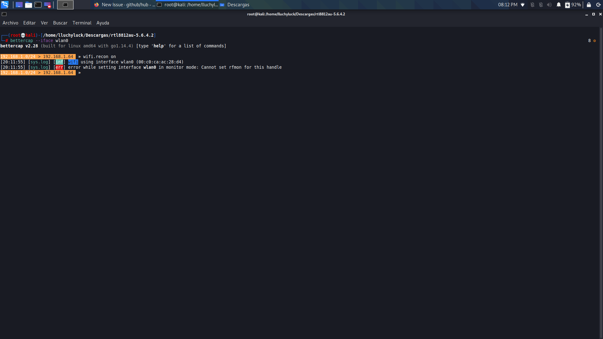 Bettercap: Cannot set rfmon for this handle AWUS1900 #2699 · Issue #2700 · mislav/hub · GitHub
