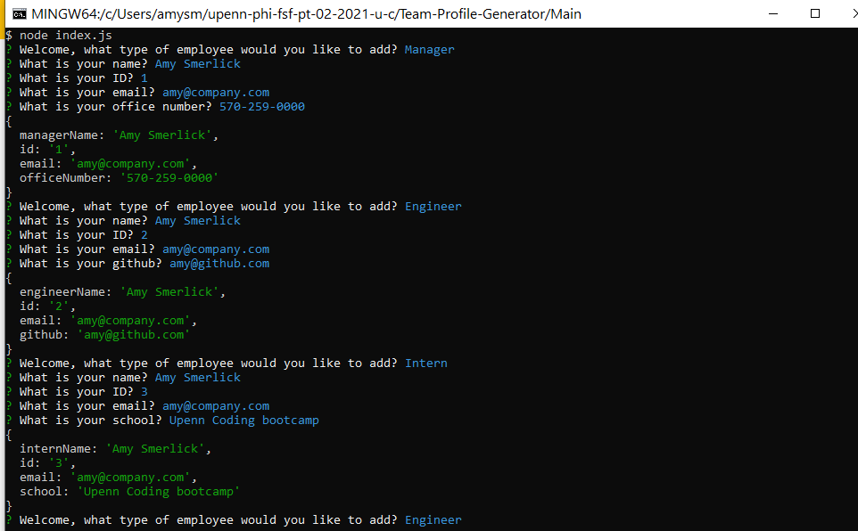 GitHub - amysmerlick/Team-Profile-Generator