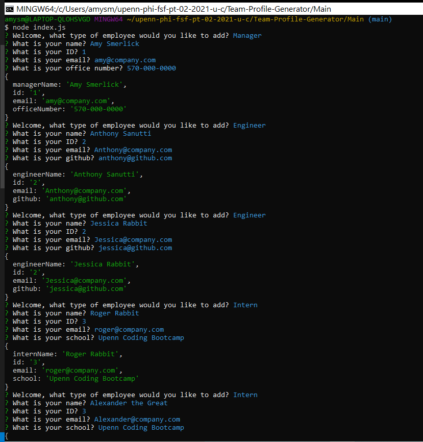 GitHub - amysmerlick/Team-Profile-Generator