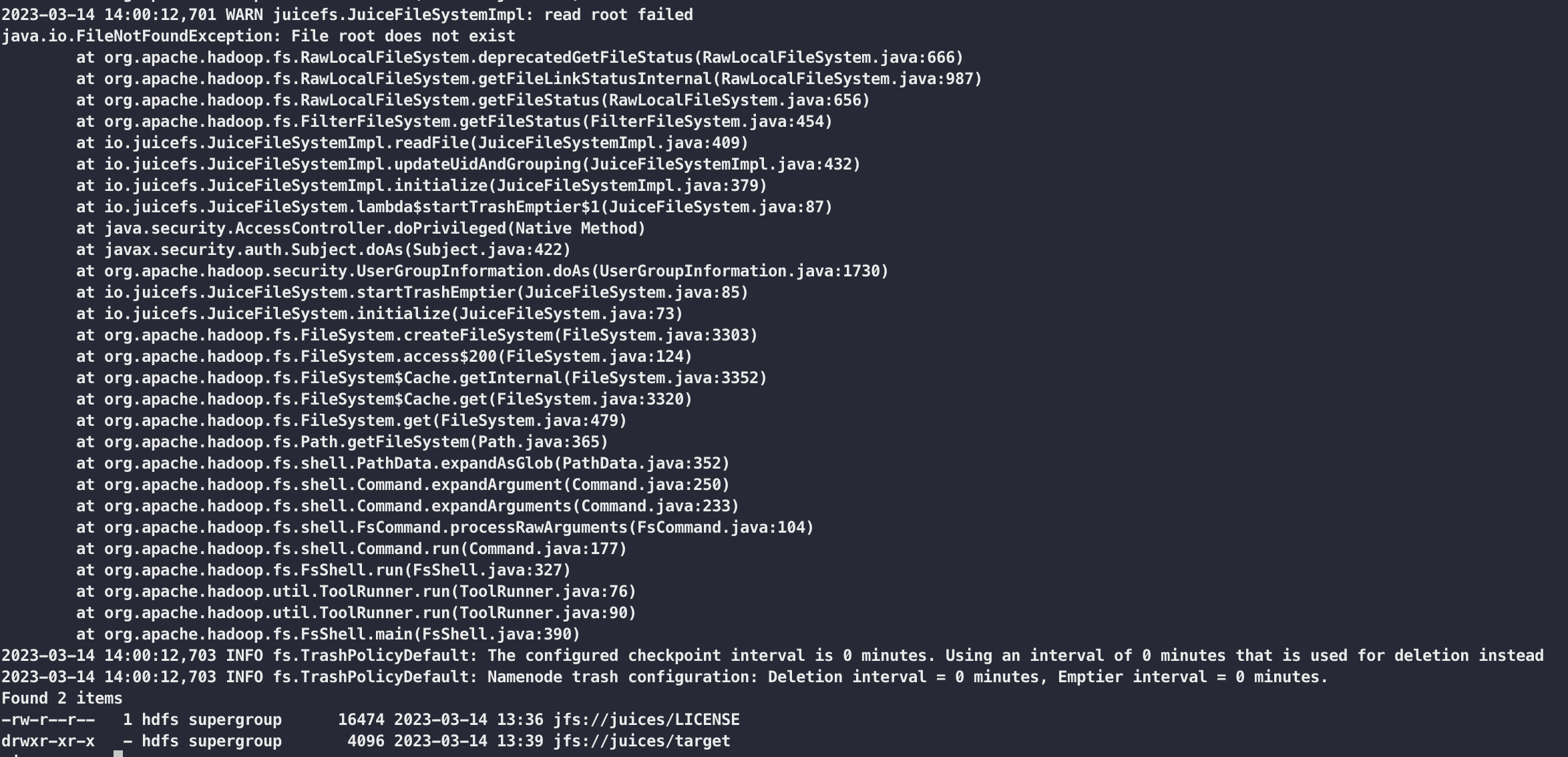 hadoop cli error but use is normal · Issue #3331 · juicedata/juicefs · GitHub