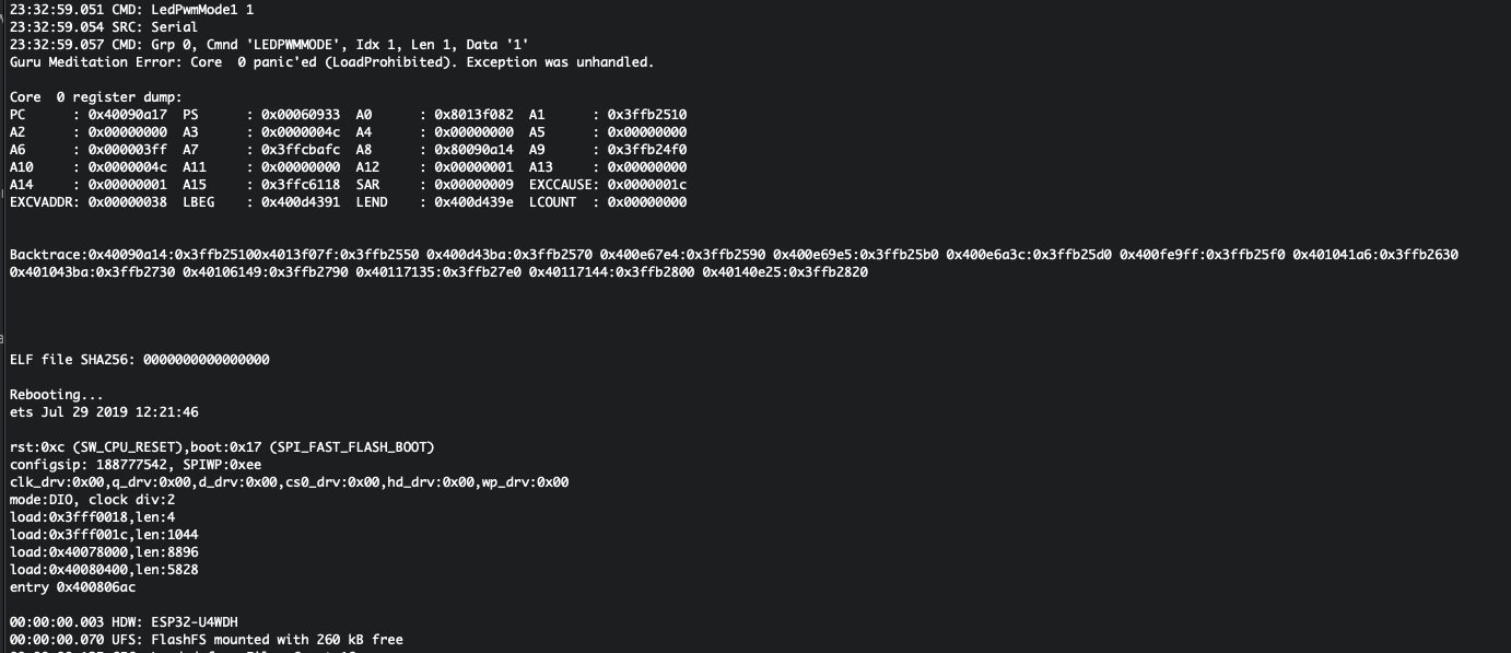 LedPwmMode causes core panic - ESP32 Solo1 · Issue #14073 · arendst/Tasmota · GitHub