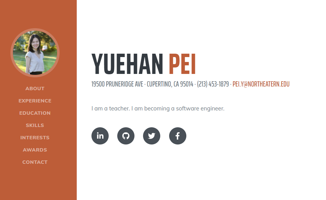 GitHub - Joyce-Pei/Personal-Website: A Bootstrap 4 resume/CV theme