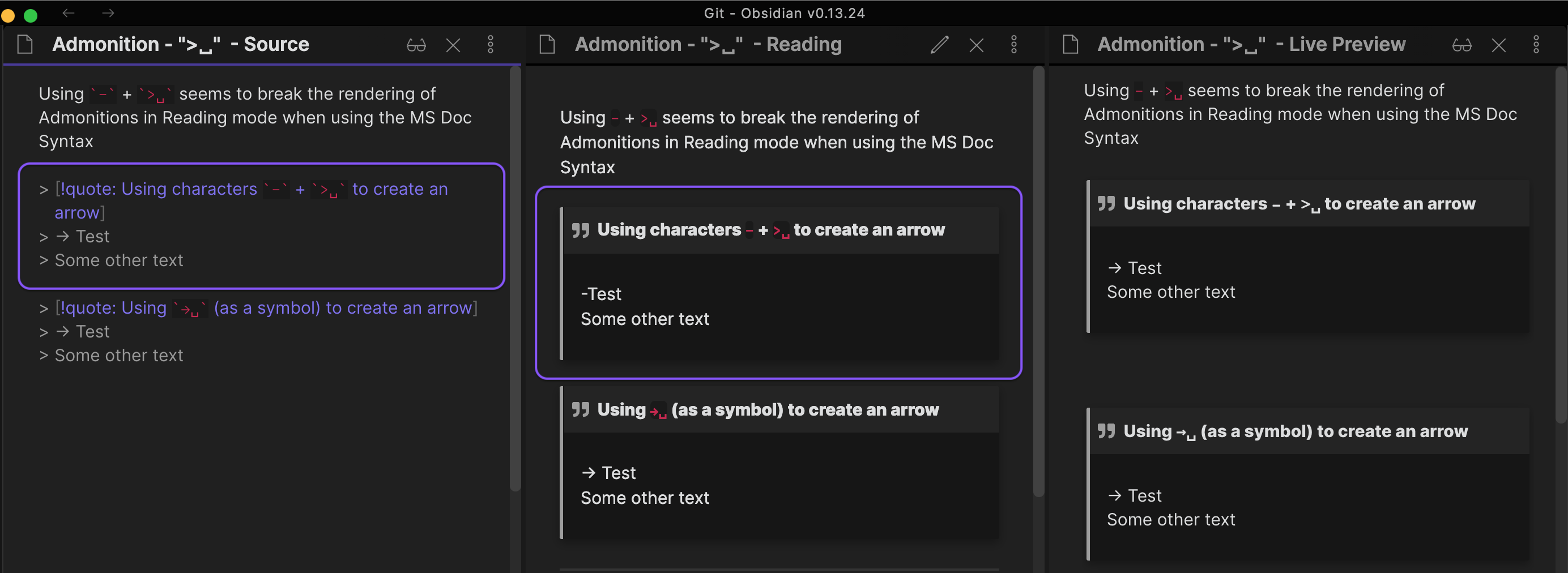A way to escape the characters ">␣" when in a MS Doc Syntax Admonition ? · Issue #187 · javalent ...