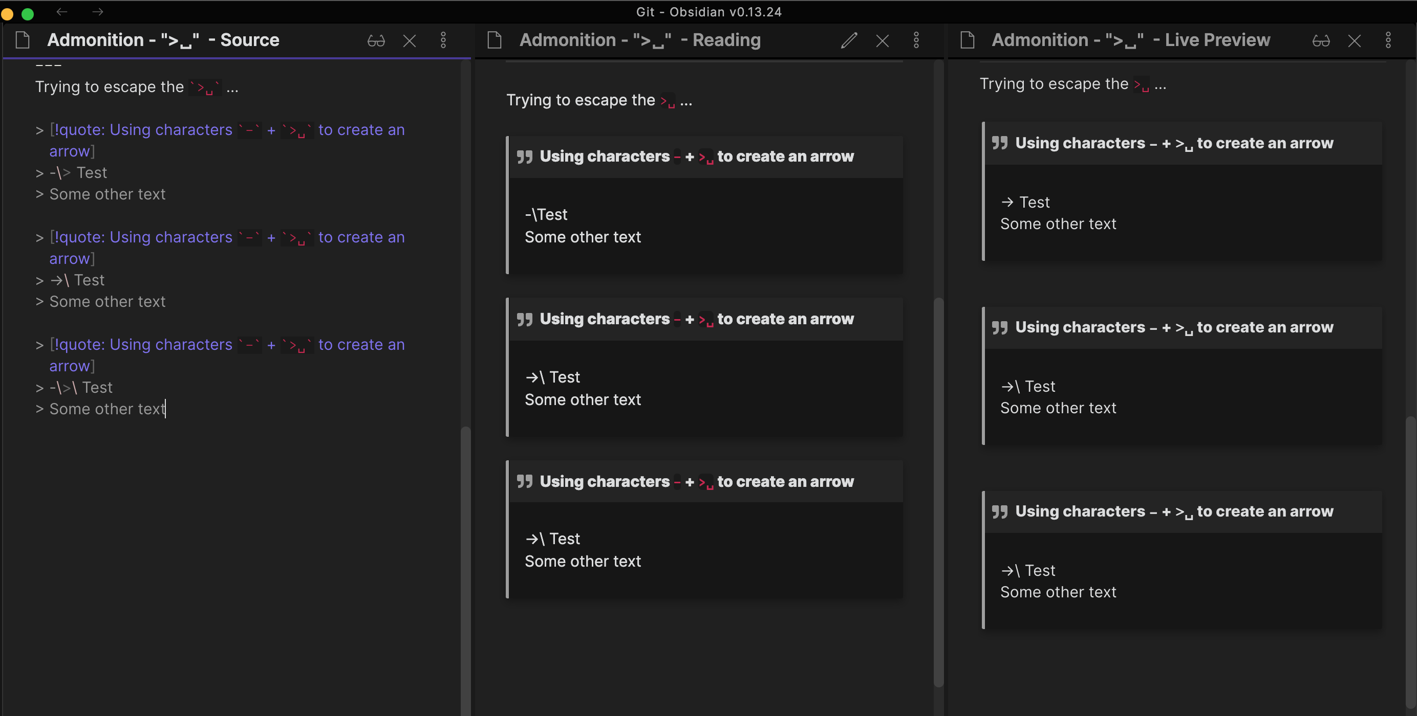 A way to escape the characters ">␣" when in a MS Doc Syntax Admonition ? · Issue #187 · javalent ...