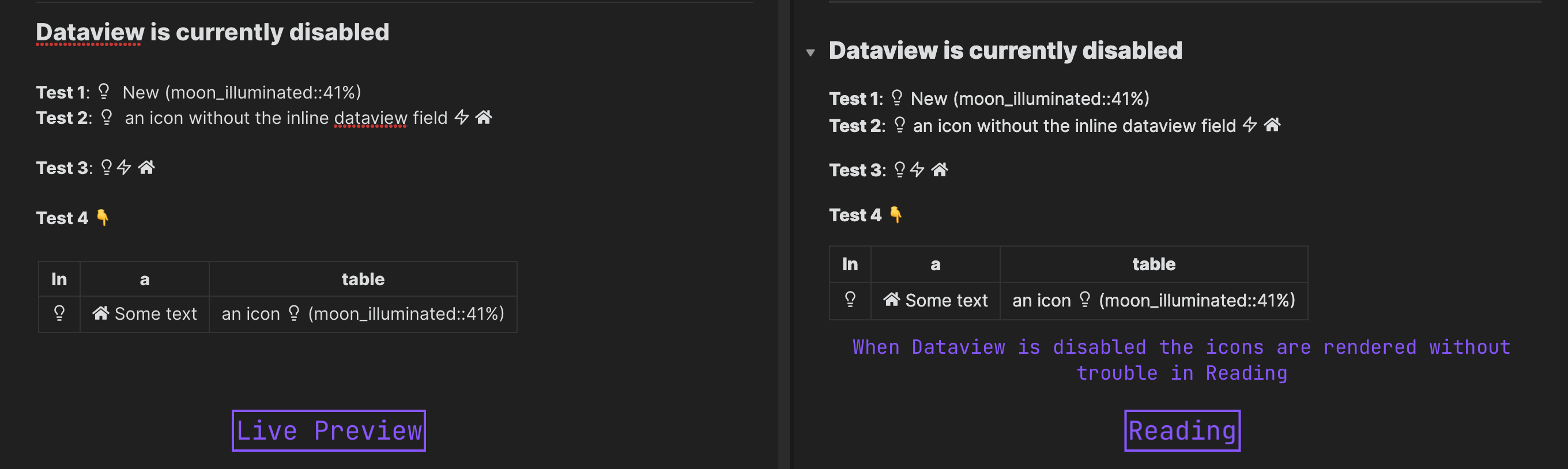 Possible conflict between Dataview (inline dataview field(s)) and the plugin Icon Shortcodes ...