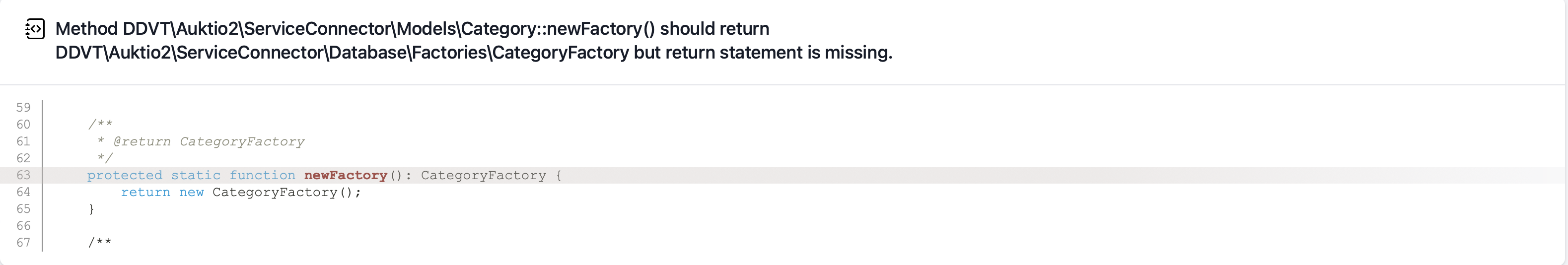 Return statement is missing · Issue #1077 · larastan/larastan · GitHub