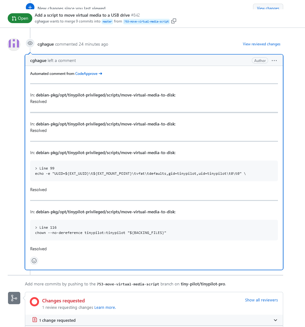 CodeApprove shows changes requested after LGTM · Issue #101 · codeapprove/feedback · GitHub