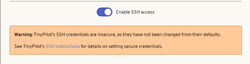 Display default credentials on security dialog · Issue #1654 · tiny-pilot/tinypilot · GitHub