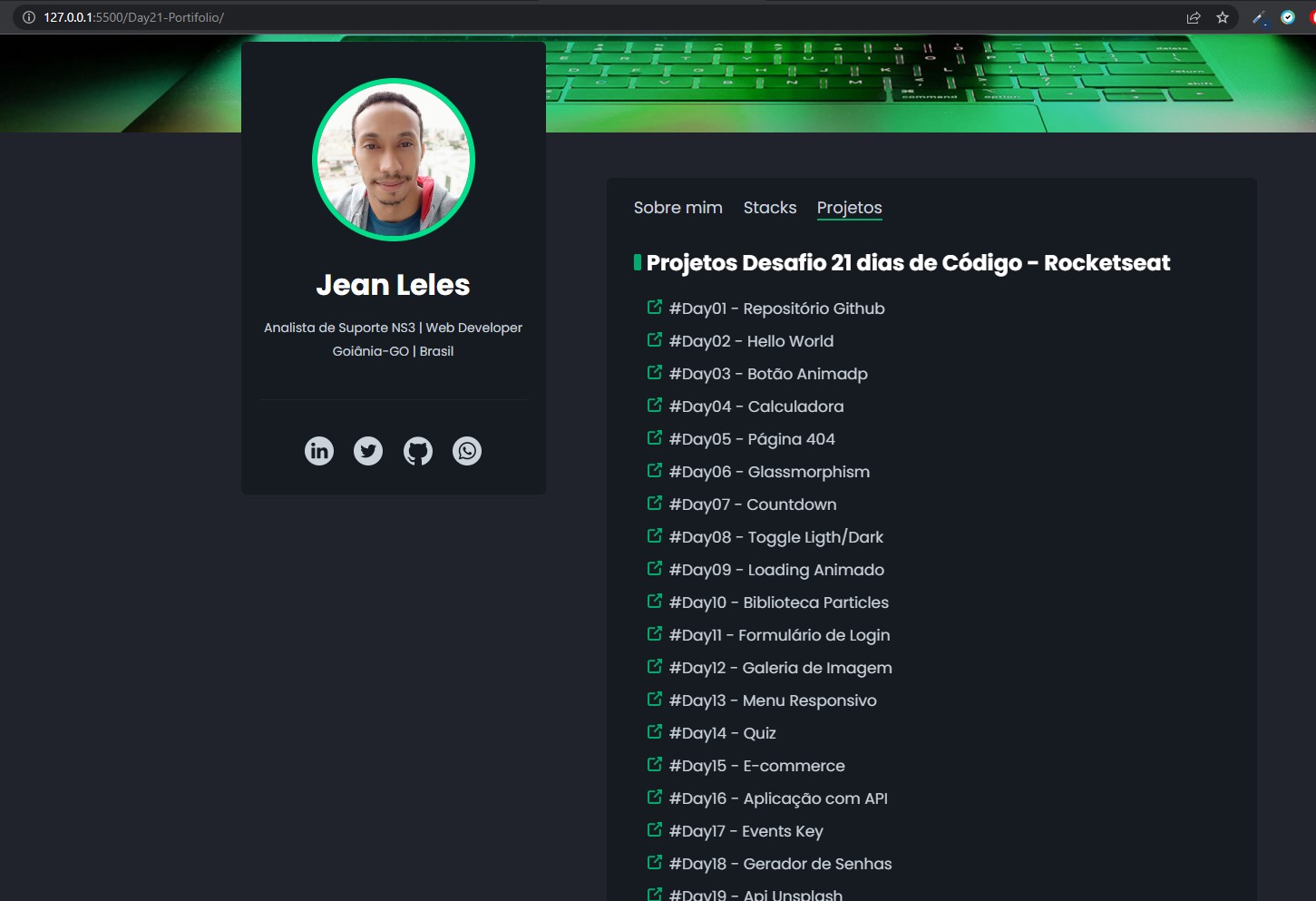 GitHub - jeanleles/21diasdecodigo: Desafio 21 dias de código - Rocketseat