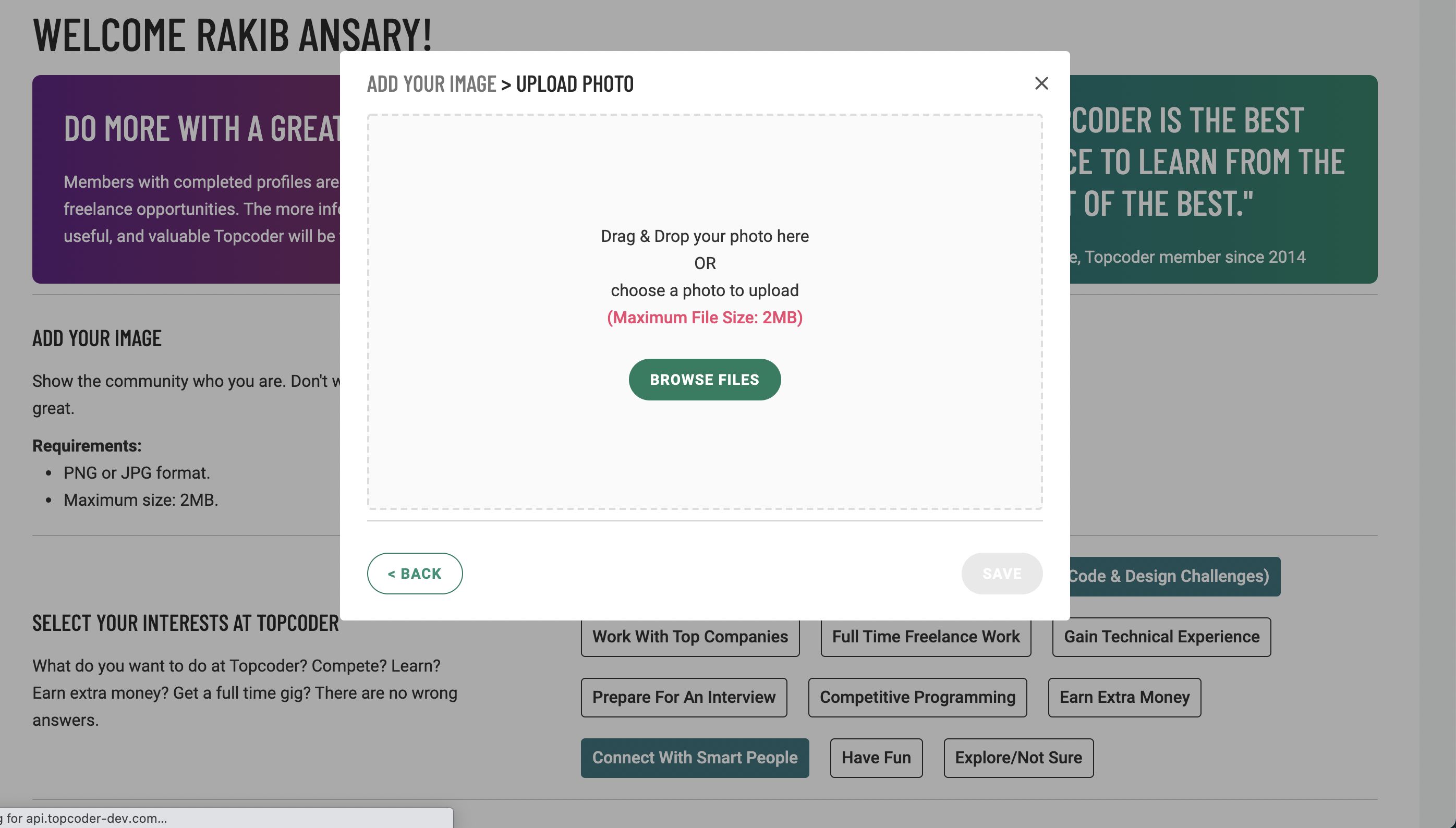 User can upload image more than given size. · Issue #96 · topcoder-platform/micro-frontends ...