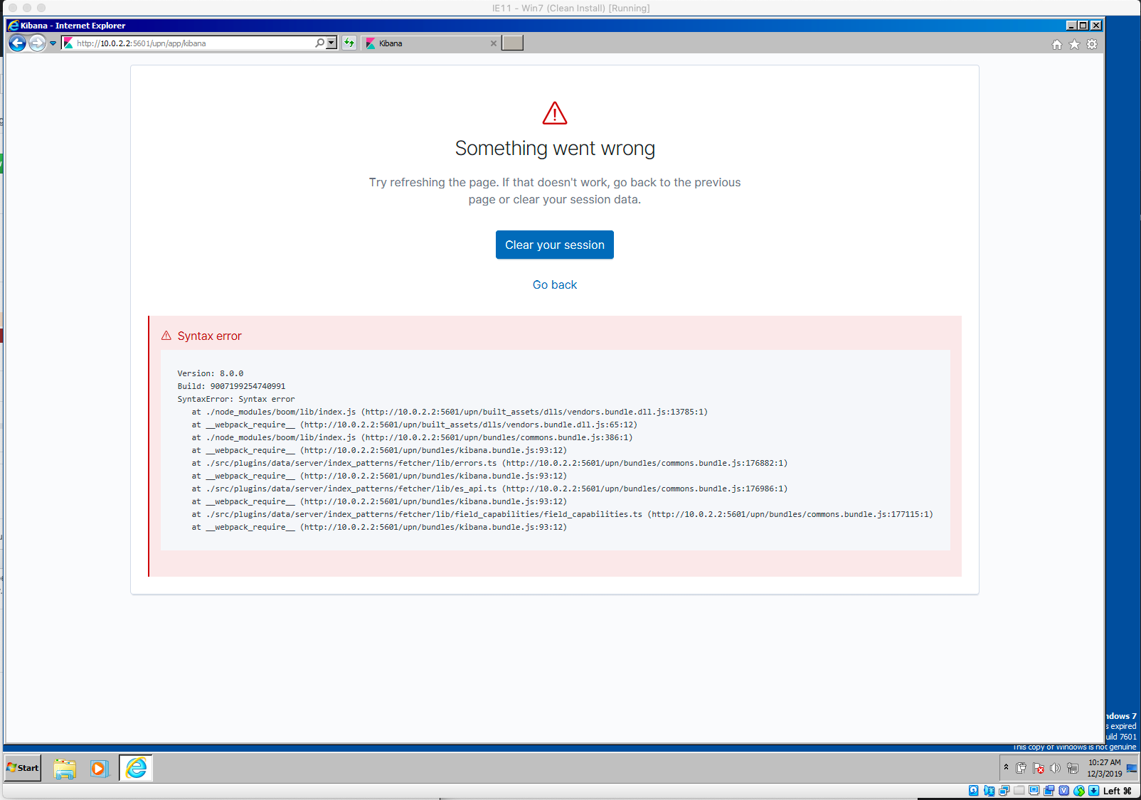 [Bug] Can't start Kibana from master in IE11 · Issue #52101 · elastic/kibana · GitHub