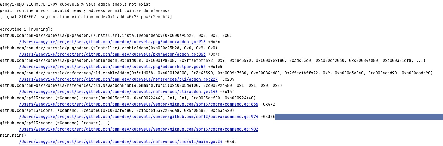 Fix: panic bug of addon enable by wangyikewxgm · Pull Request #2985 · kubevela/kubevela · GitHub