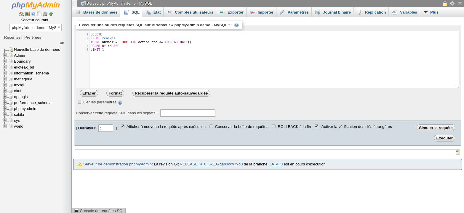 Simulated Delete Query with ORDER BY and LIMIT Causes Error · Issue #14995 · phpmyadmin ...