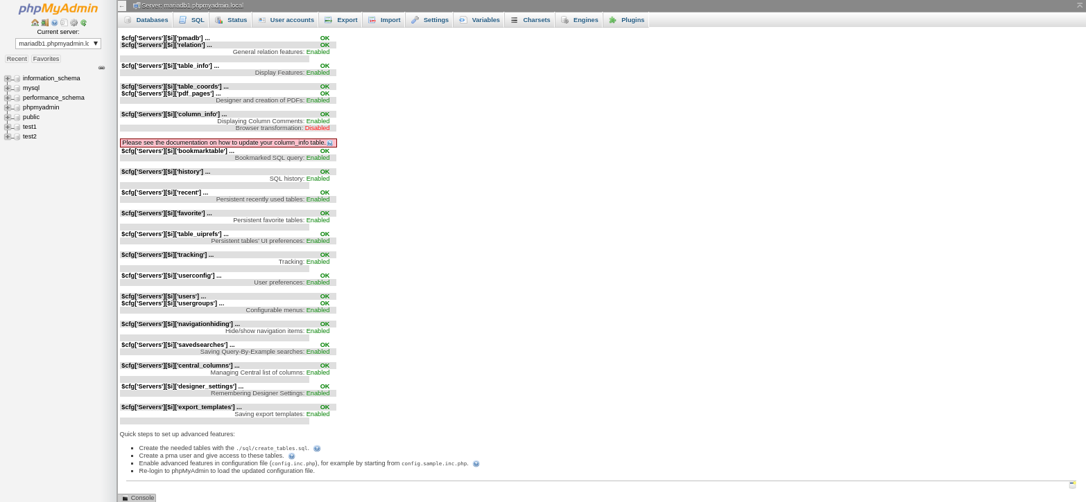phpMyAdmin unusable with user having WITH GRANT OPTION privileges and an existing Configuration ...