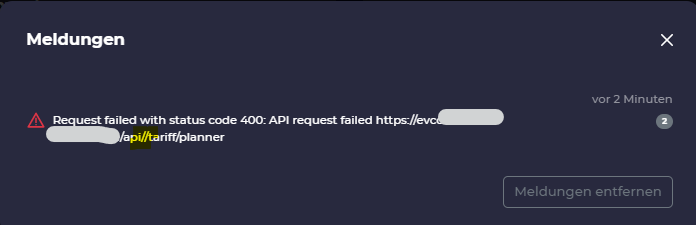 Tariff Planner Request Failed With Status Code 400 · Issue 6109 · Evcc Ioevcc · Github 5012