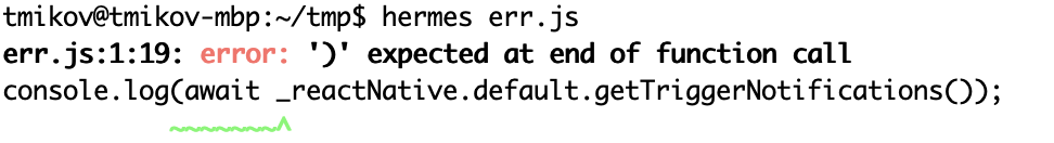 Syntax compilation errors lack adequate useful info · Issue #877 · facebook/hermes · GitHub